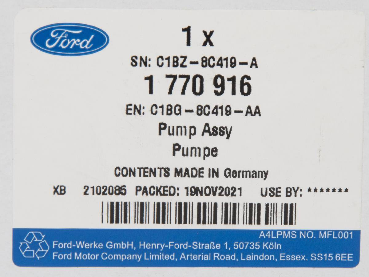 DODATKOWA POMPA WODY ECOSPORT 13-17 / B-MAX 12- _ 1770916 _ C1BG-8C419 ...