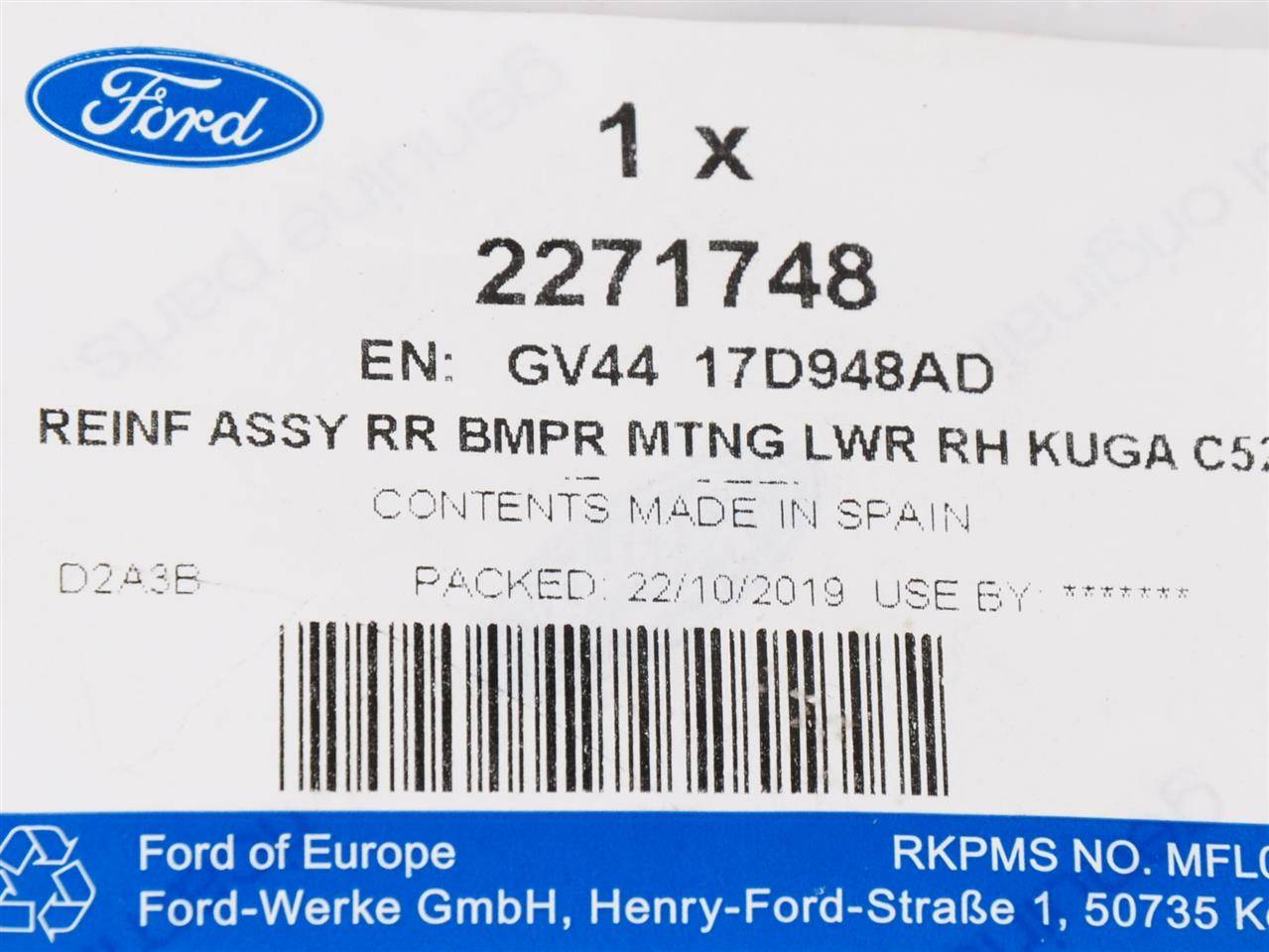 ŚLIZG PRAWY NAROŻNIKA ZDERZAKA TYLNEGO KUGA 2016- _ 2271748 _ GV44 ...