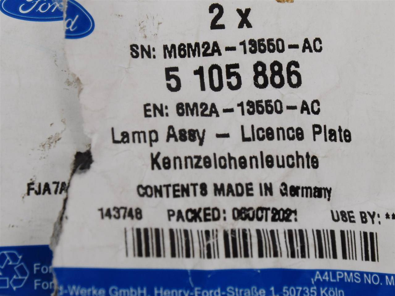 LAMPKA TABLICY REJESTRACYJNEJ FIESTA MONDEO EDGE _ 5105886 _ 6M2A-13550 ...