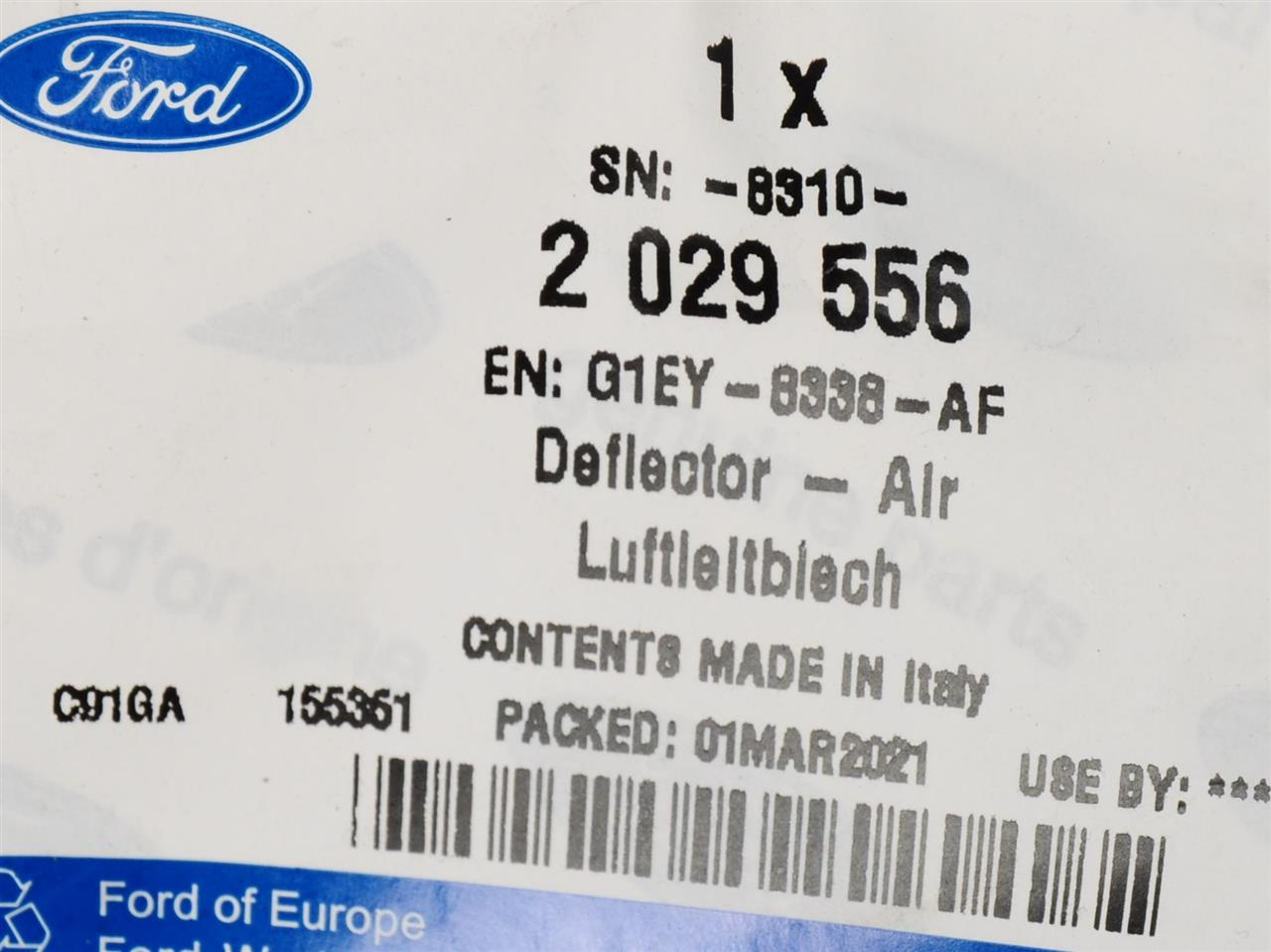 KIEROWNICA POWIETRZA PRAWA FORD FOCUS 16-20 RS _ 2029556 _ G1EY-8338-AF ...