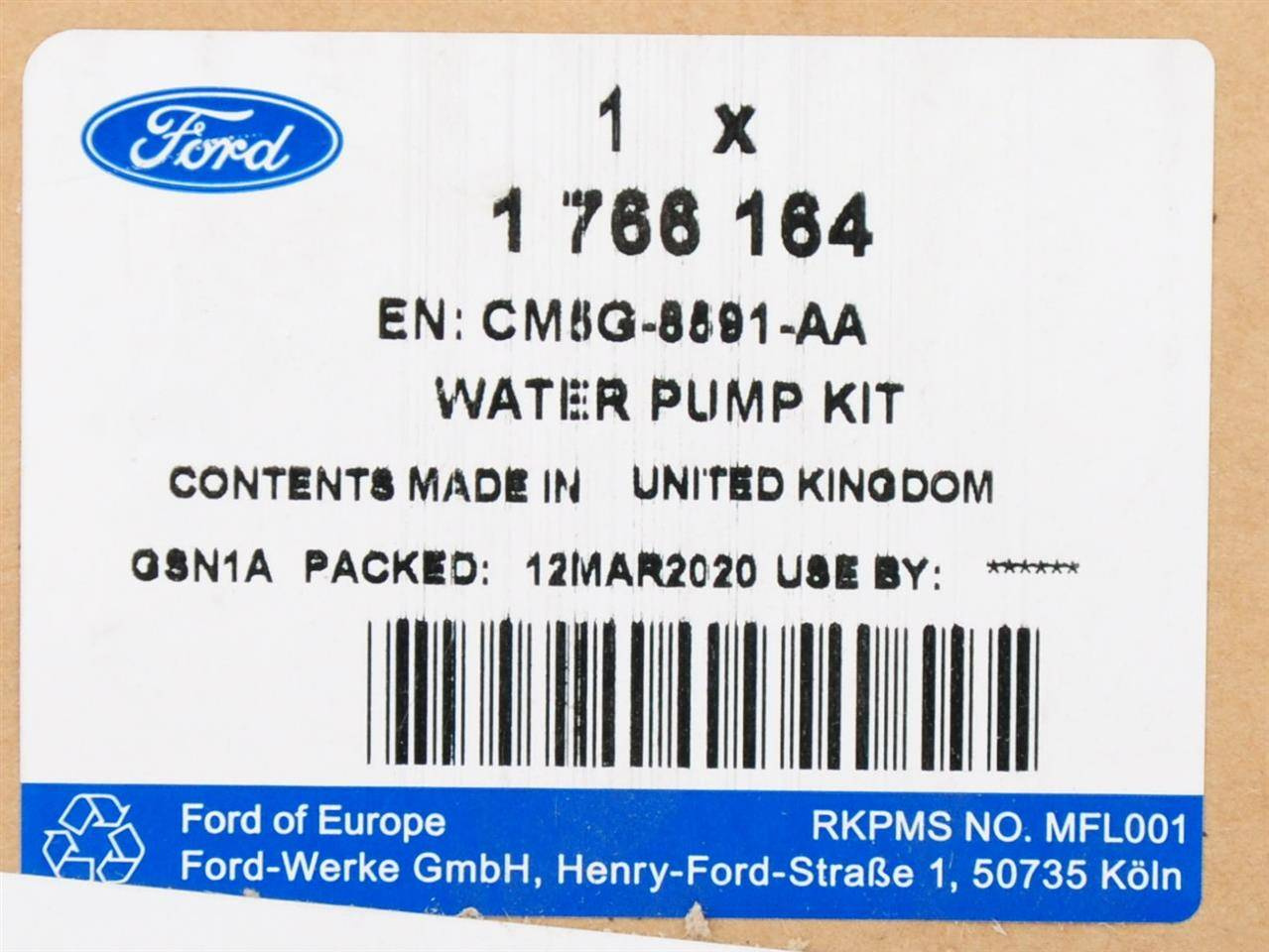 POMPA WODY 1.0 ECOSPORT 2017- _ 1766164 _ CM5G-8591-AA _ CM5Z-8501-A ...