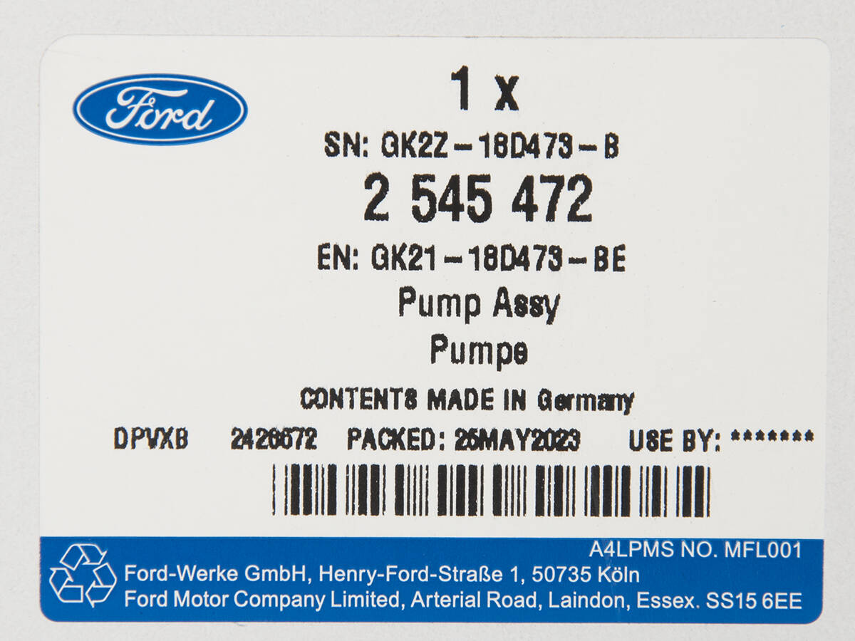 POMPA WODY NAGRZEWNICY TRANSIT 16- 19- 2,0 ECOBLUE _ 2545472 _ GK21 ...