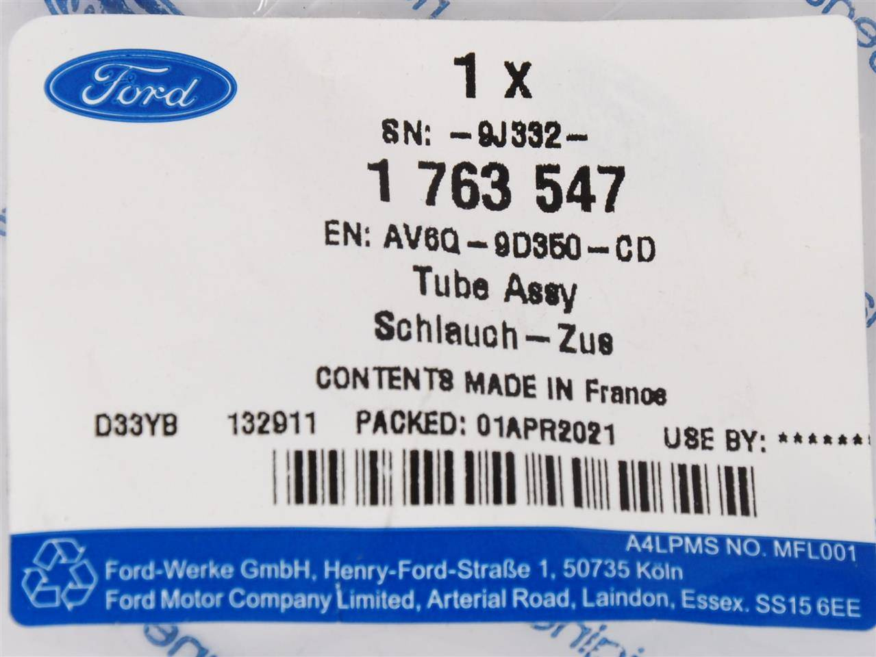 PRZEWÓD POMPY PALIWA FORD 1,6 SOHC DIESEL FORD OE _ 1763547 _ AV6Q ...