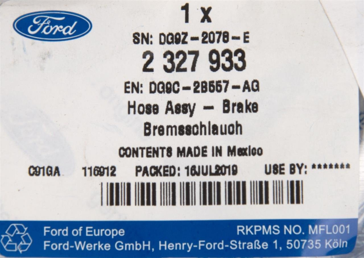 PRZEWÓD HAMULCOWY LEWY PRZÓD MONDEO MK5 / FUSION _ 2711717 _ DG9C-2B557 ...