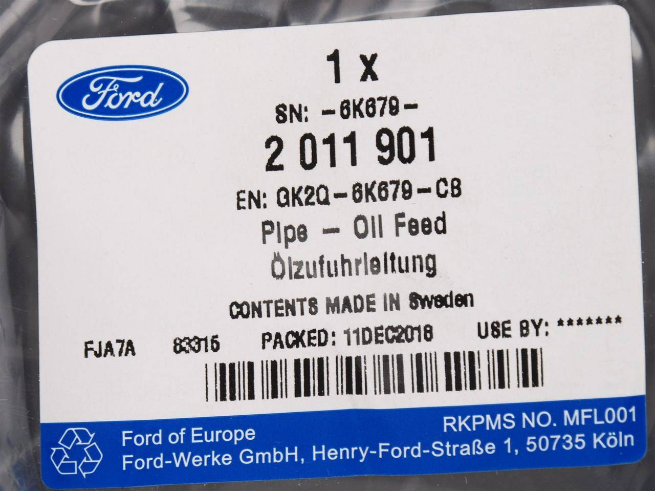 PRZEWÓD OLEJOWY TURBINY TRANSIT 16-18 CUSTOM 16-18_ 2011901 _ GK2Q ...