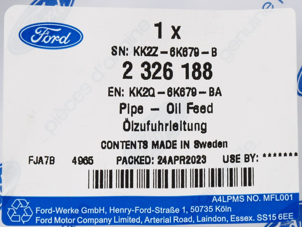 PRZEWÓD TURBINY TRANSIT 19- CUSTOM 19- 2,0 ECOBLUE _ 2326188 _ KK2Q ...