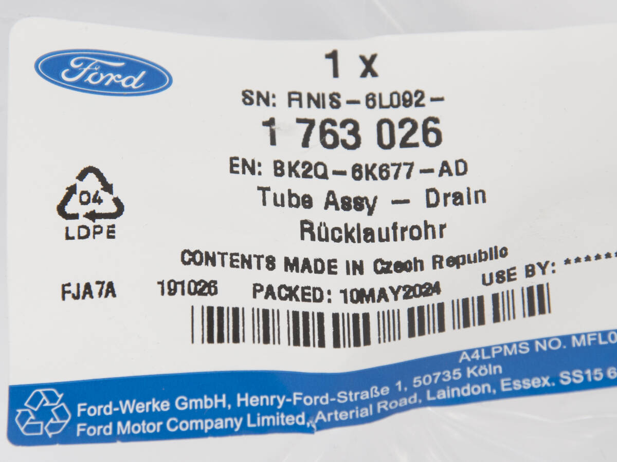 PRZEWÓD SPUSTOWY TURBINY TRANSIT 14- / 2,2 TDCI _ 1763026 _ BK2Q-6K677 ...