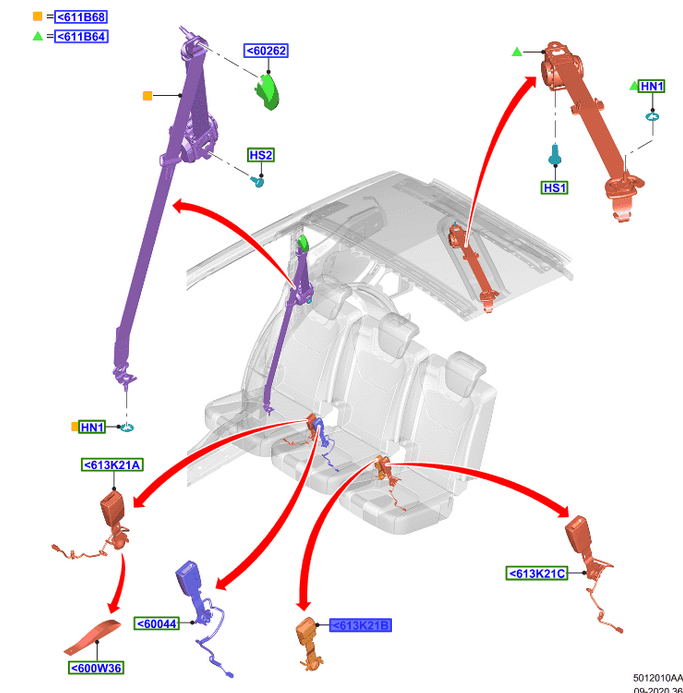KLAMRA PASA ŚRODEK 2 RZĄD SIEDZEŃ S-MAX/GALAXY 15- _ 2290748 _ EM2B ...
