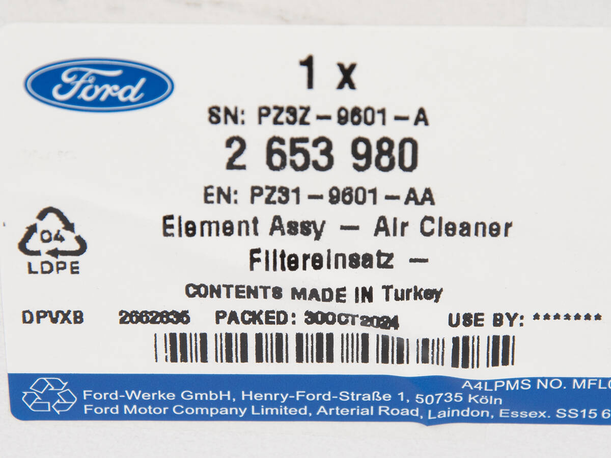 FILTR POWIETRZA FORD CUSTOM 23- / 24- FORD OE _ 2653980 _ PZ31-9601-AA ...