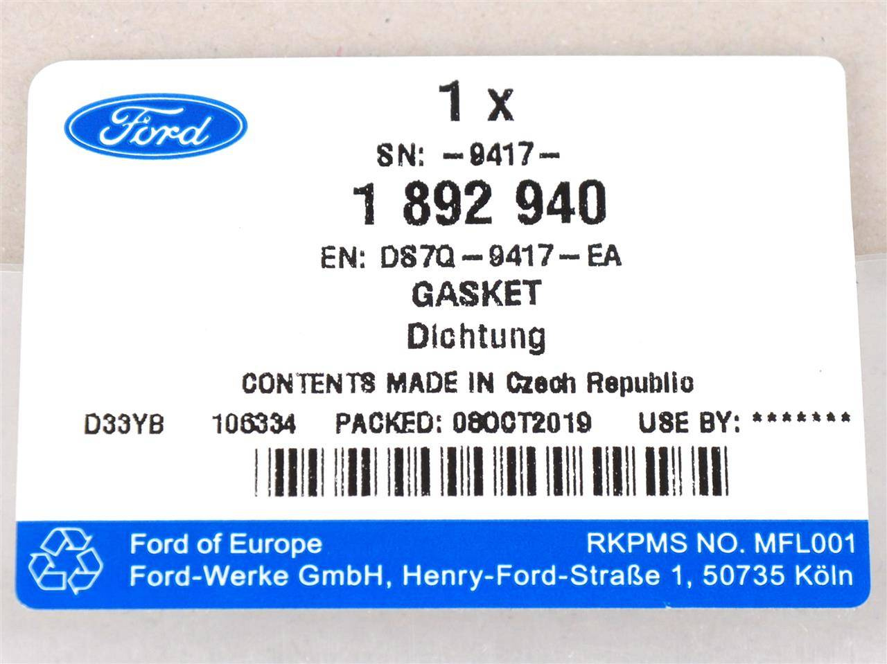 USZCZELKA POMPY WTRYSKOWEJ FORD 2,0 DIESEL DW10F _ 1892940 _ DS7Q-9417 ...