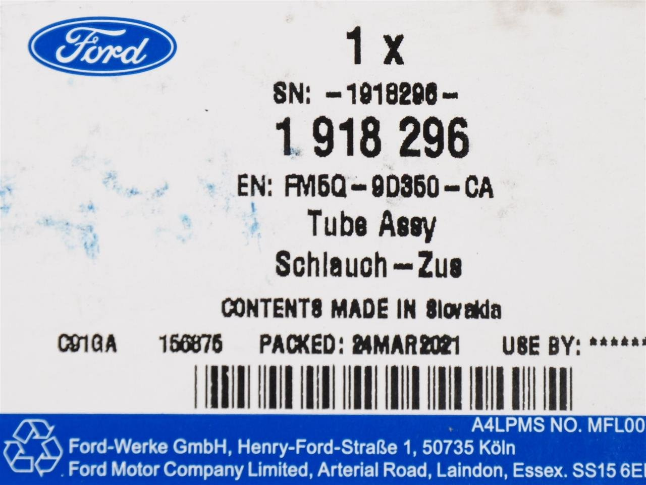 PRZEWÓD POMPY PALIWA FORD 1,5 SOHC DIESEL _ 1918296 _ FM5Q-9D350-CA ...