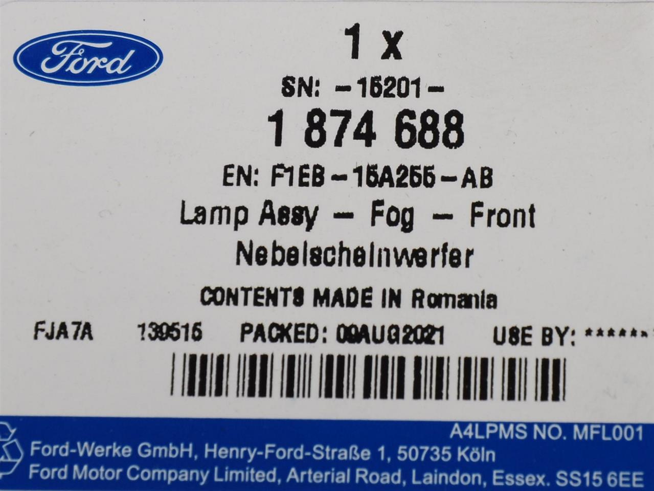 HALOGEN LEWY FIESTA 17- FOCUS 14- MONDEO 14- _ 1874688 _ F1EB-15A255-AB ...