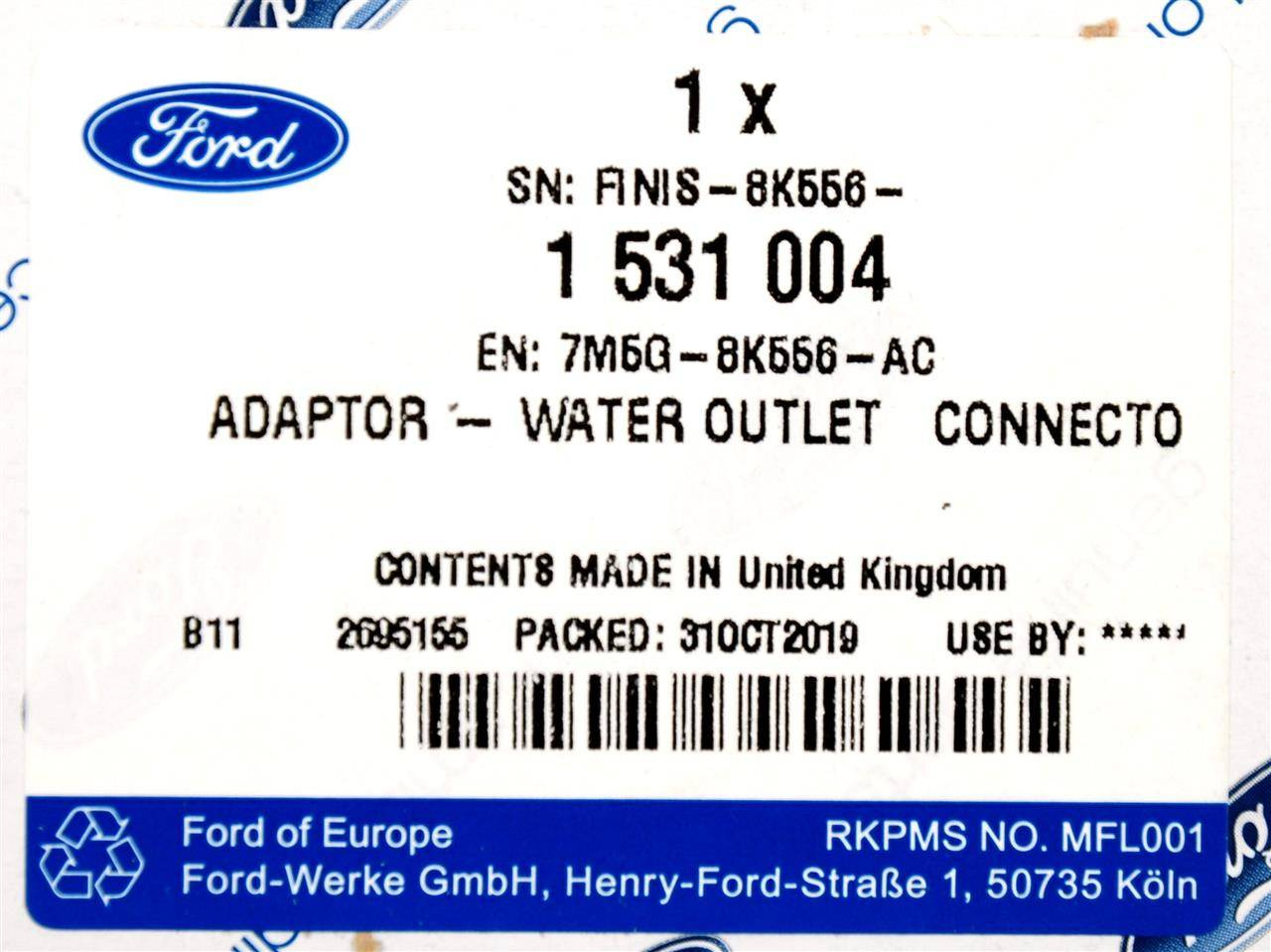 KRÓCIEC WODNY FORD 1,25 1,4 1,6 ZETEC _ 1531004 _ 7M5G-8K556-AC _ BE8Z ...