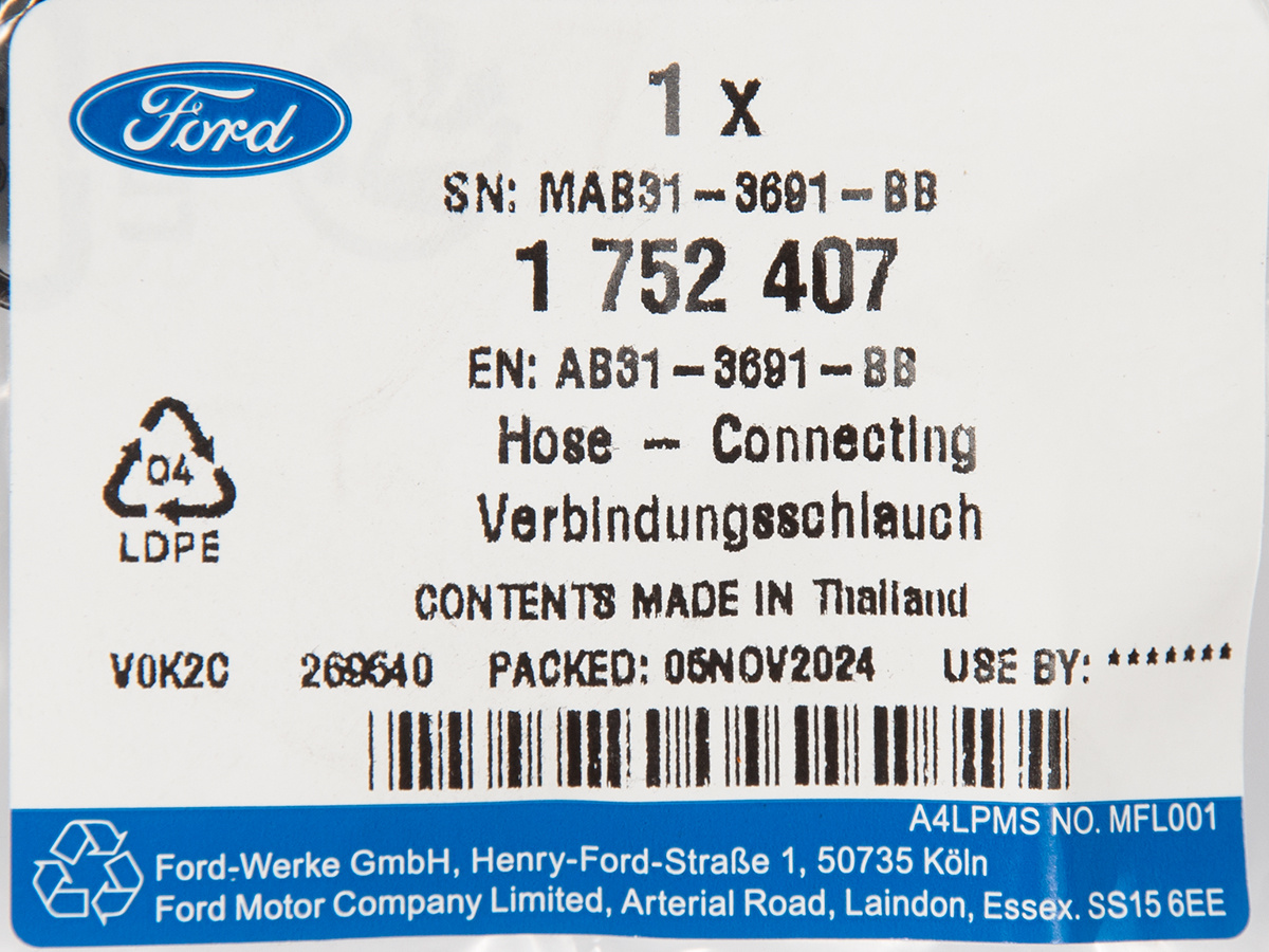 PRZEWÓD ZBIORNICZKA WSPOMAGANIA FORD RANGER 12- OE _ 1752407 _ AB31 ...