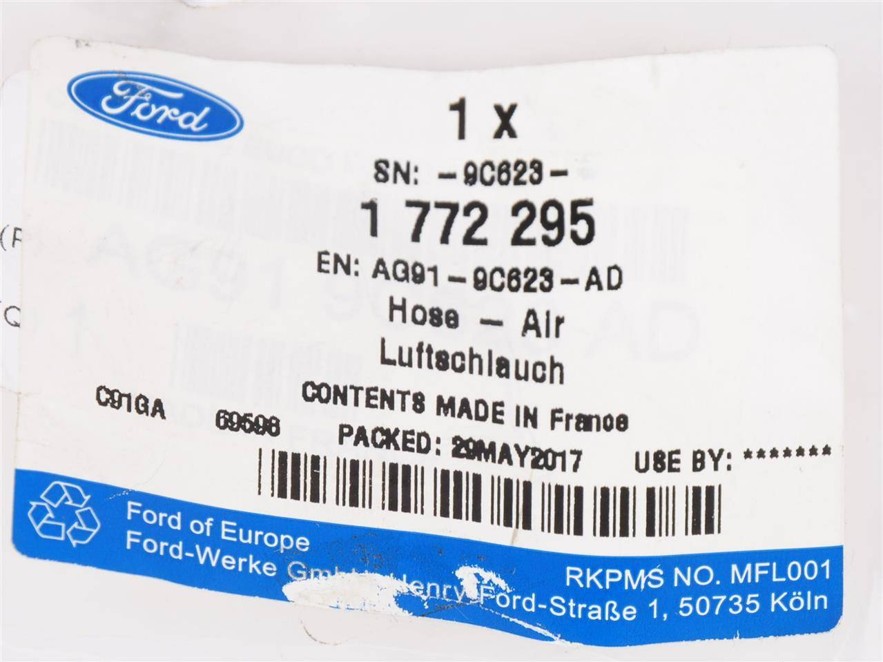 PRZEWÓD RURA FILTRA POWIETRZA MONDEO S-MAX 2,0 _ 1772295 _ AG91-9C623 ...