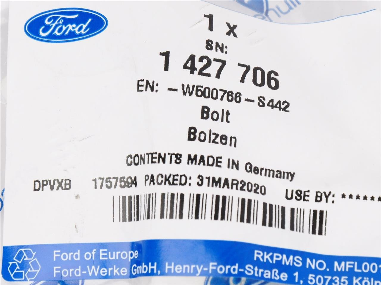 ŚRUBA WSPORNIKA SKRZYNI BIEGÓW TRANSIT 16- 19- _ 1427706 _ W500766-S442 ...