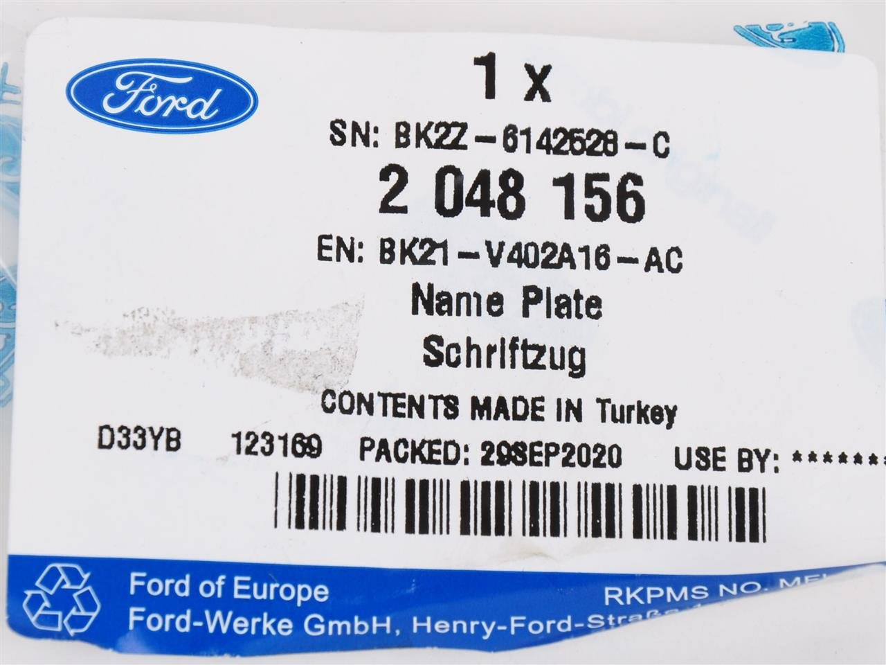 EMBLEMAT TRANSIT CONNECT 13- CURIER 14- CUSTOM 12- _ 2048156 _ BK21 ...