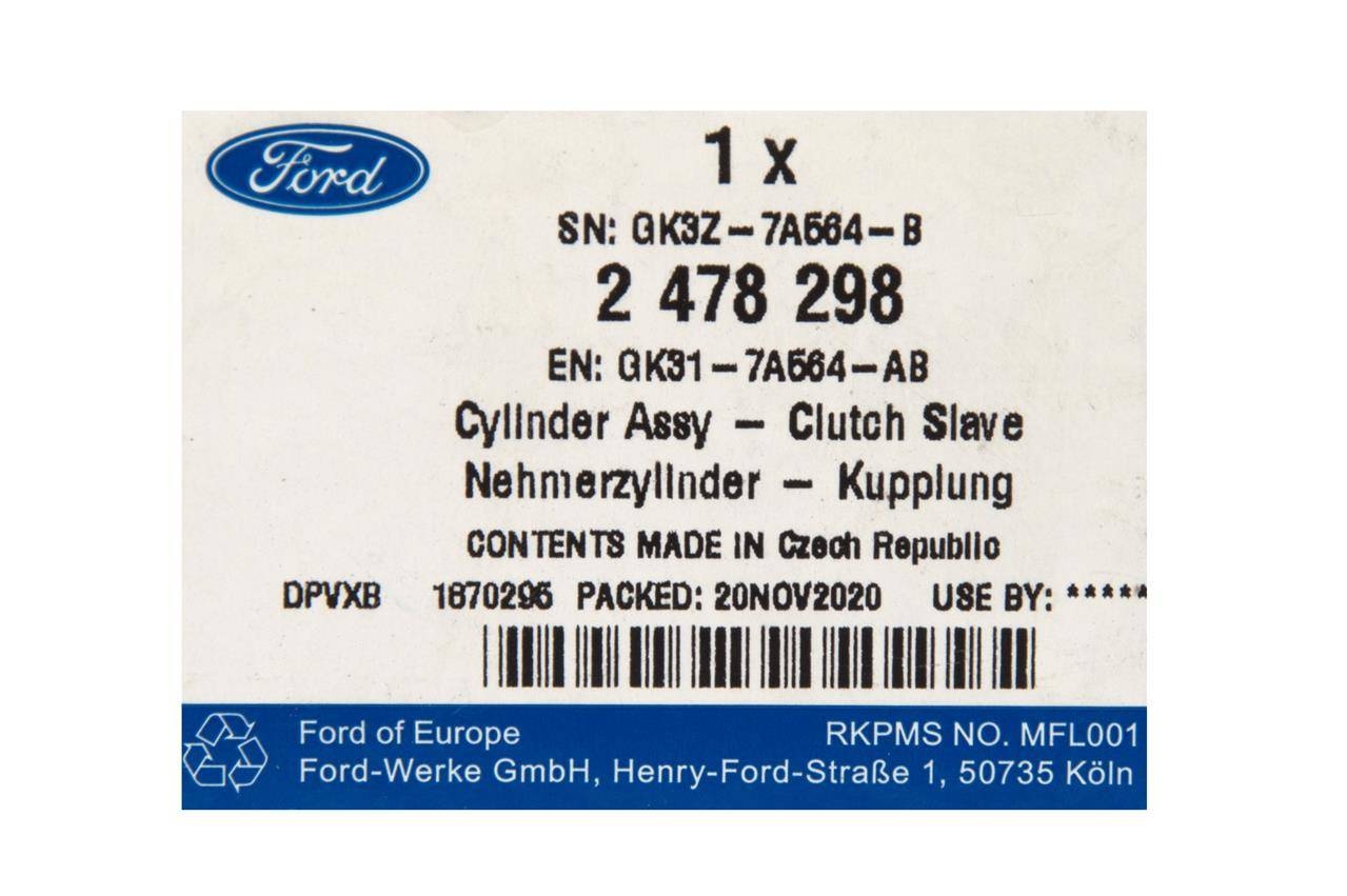 SIŁOWNIK SPRZĘGŁA FORD TRANSIT 16- 19- MT82 _ 2478298 _ GK31-7A564-AB ...