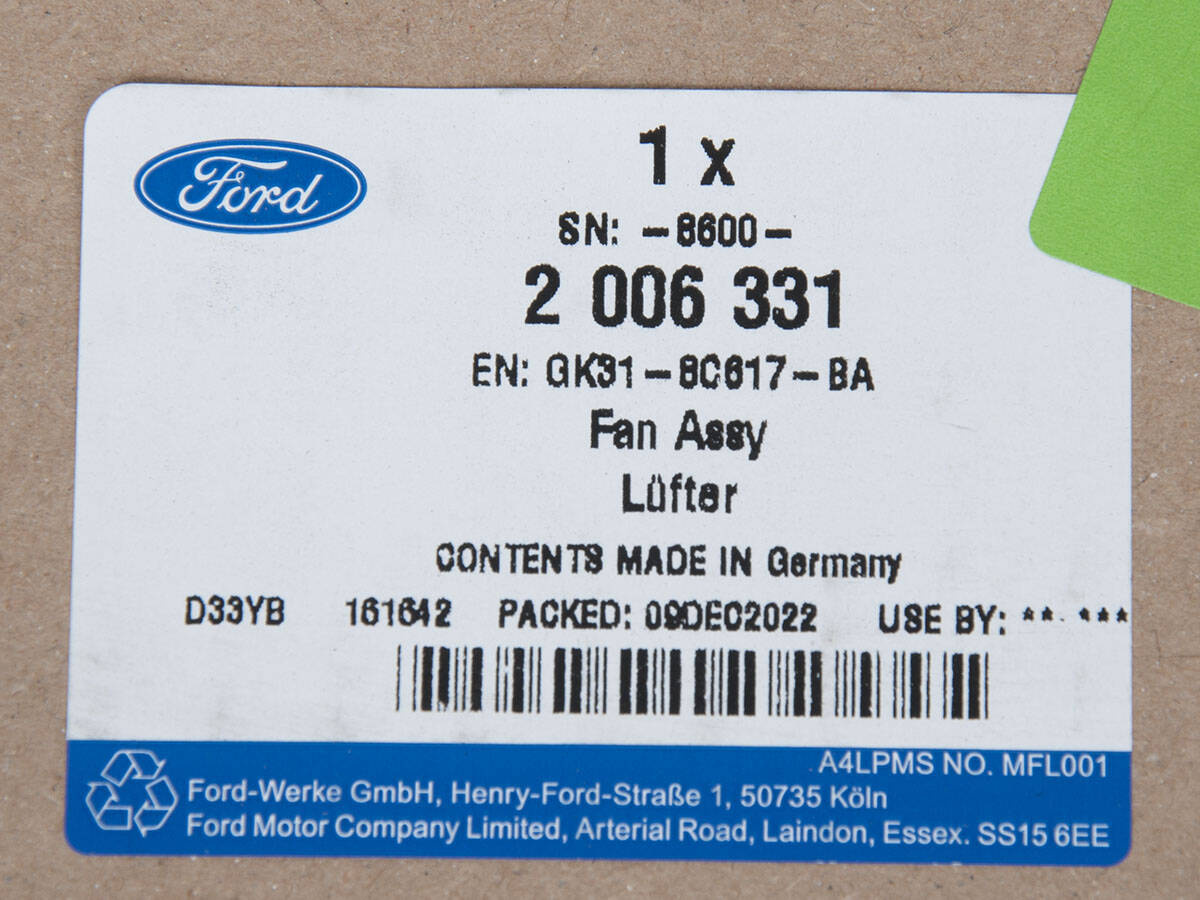 WENTYLATOR CHŁODNICY 2.0 DIESEL PANTHER TRANSIT 16- _ 2006331 _ GK31 ...