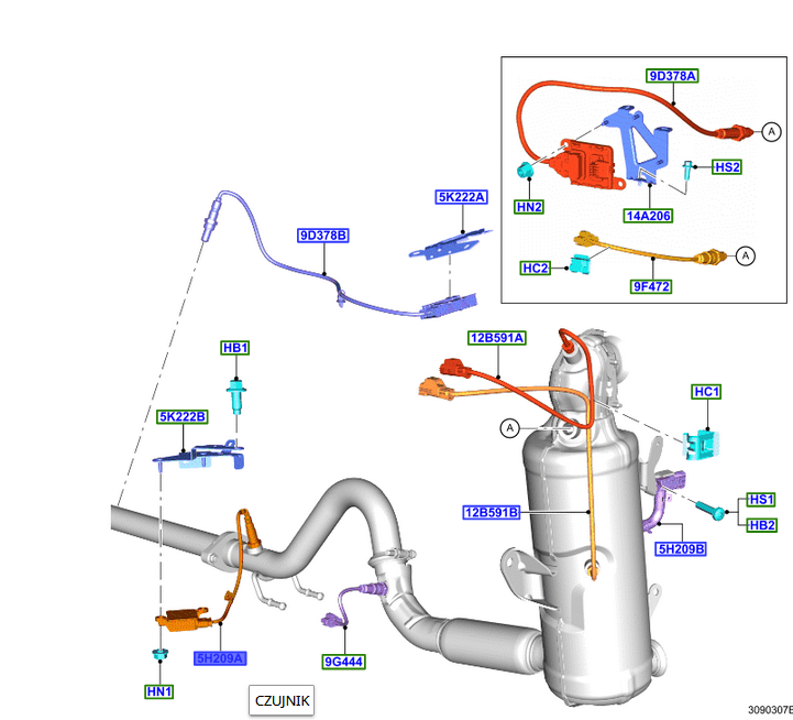 CZUJNIK TEMPERATURY NOX FOCUS 19- 1.5 TDCI NEO _ 2452571 _ JX61-5L239 ...