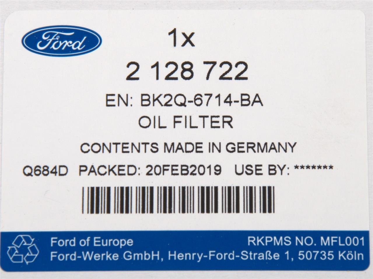FILTR OLEJU TRANSIT 2006-2014, 2014- 2,2 2,4 TDCI _ 2128722 _ BK2Q-6714 ...