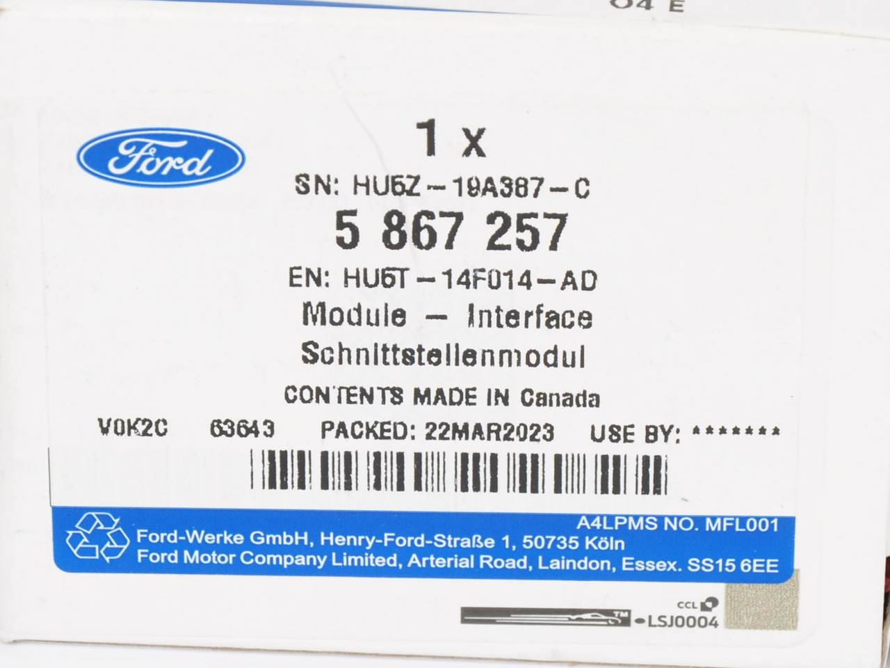 GNIAZDO PORT USB MUSTANG 16- FOCUS 18- SYNC III _ 5867257 _ HU5T-14F014 ...