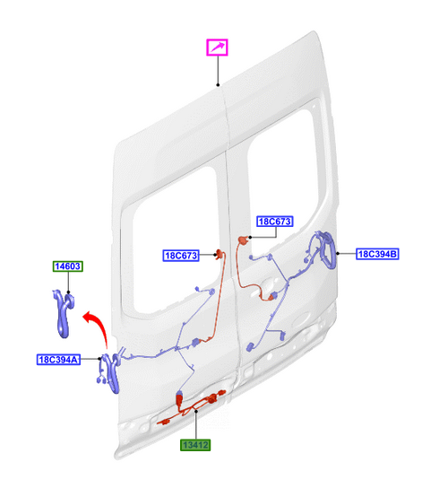 GNIAZDO Z PRZEWODEM TYLNYCH DRZWI TRANSIT 14- 19- _ 1823653 _ BK31 ...