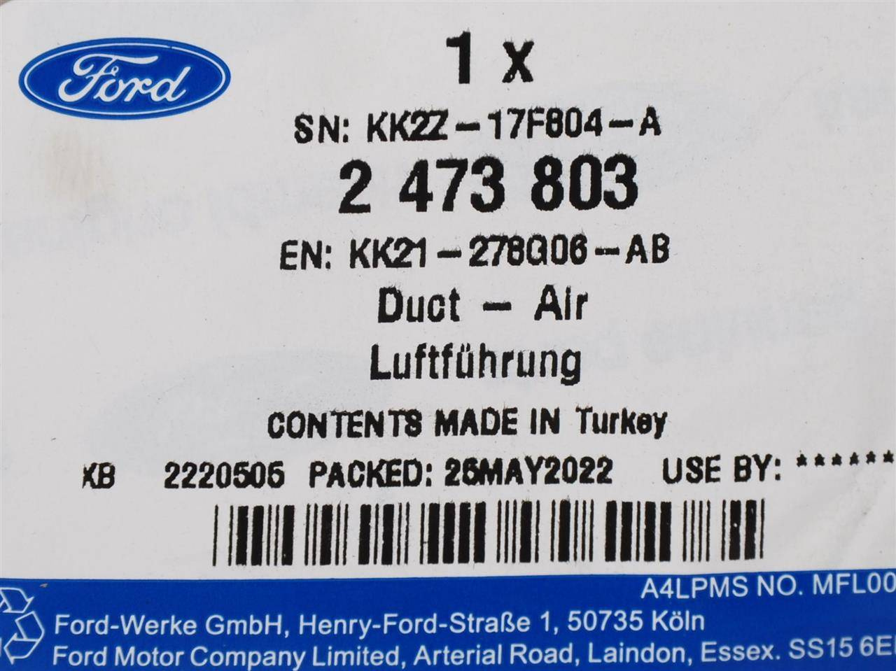 KANAŁ PRAWY ZDERZAKA PRZÓD CUSTOM 19- BEZ PDC _ 2473803 _ KK21-278G06 ...