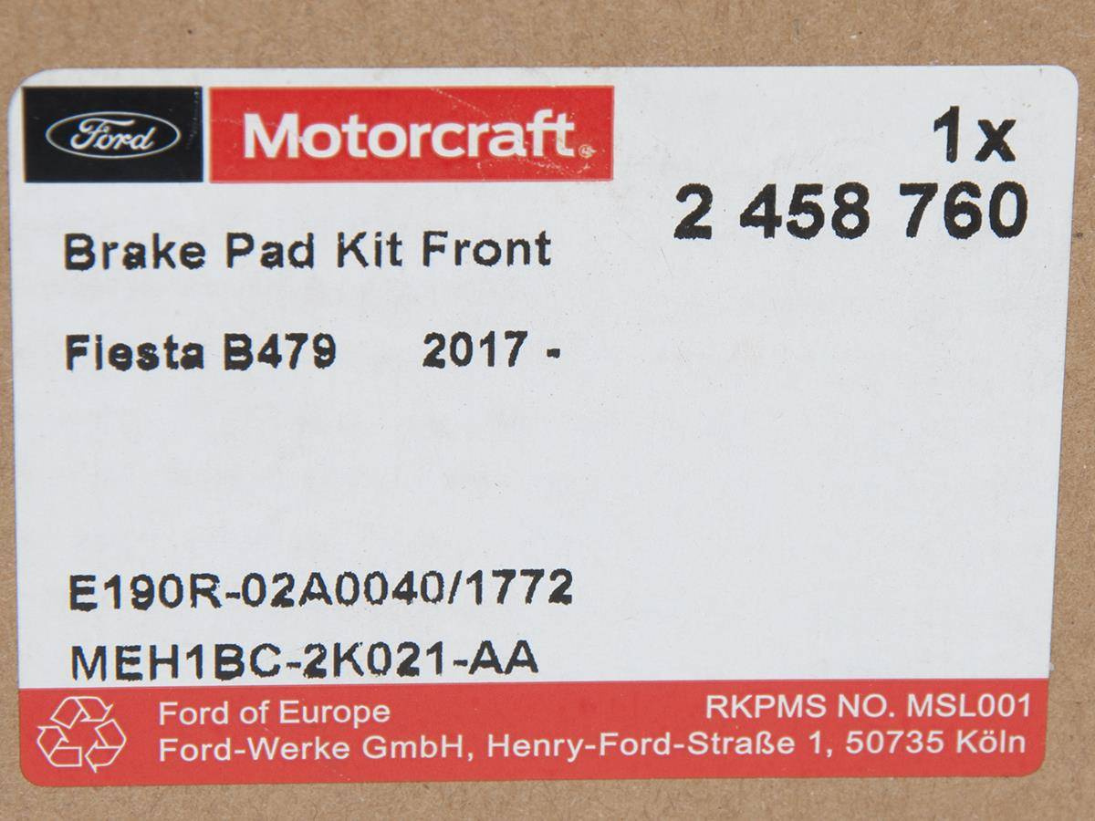 KLOCKI HAMULCOWE PRZÓD FIESTA 17- _ 2458760 _ MEH1BC-2K021-AA _ GTU_07 ...
