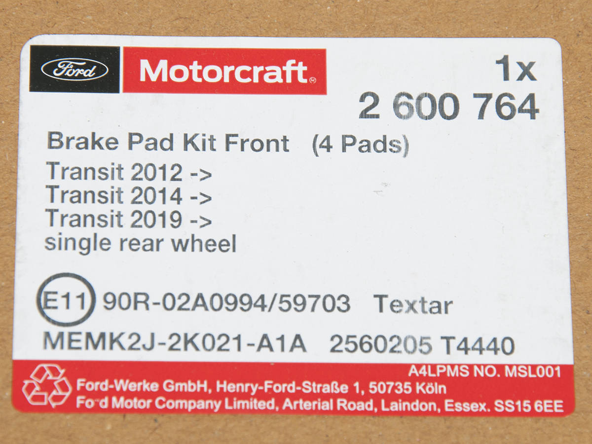 KLOCKI HAMULCOWE PRZÓD TRANSIT/TOURNEO CUSTOM 2012- TRANSIT 2014 ...