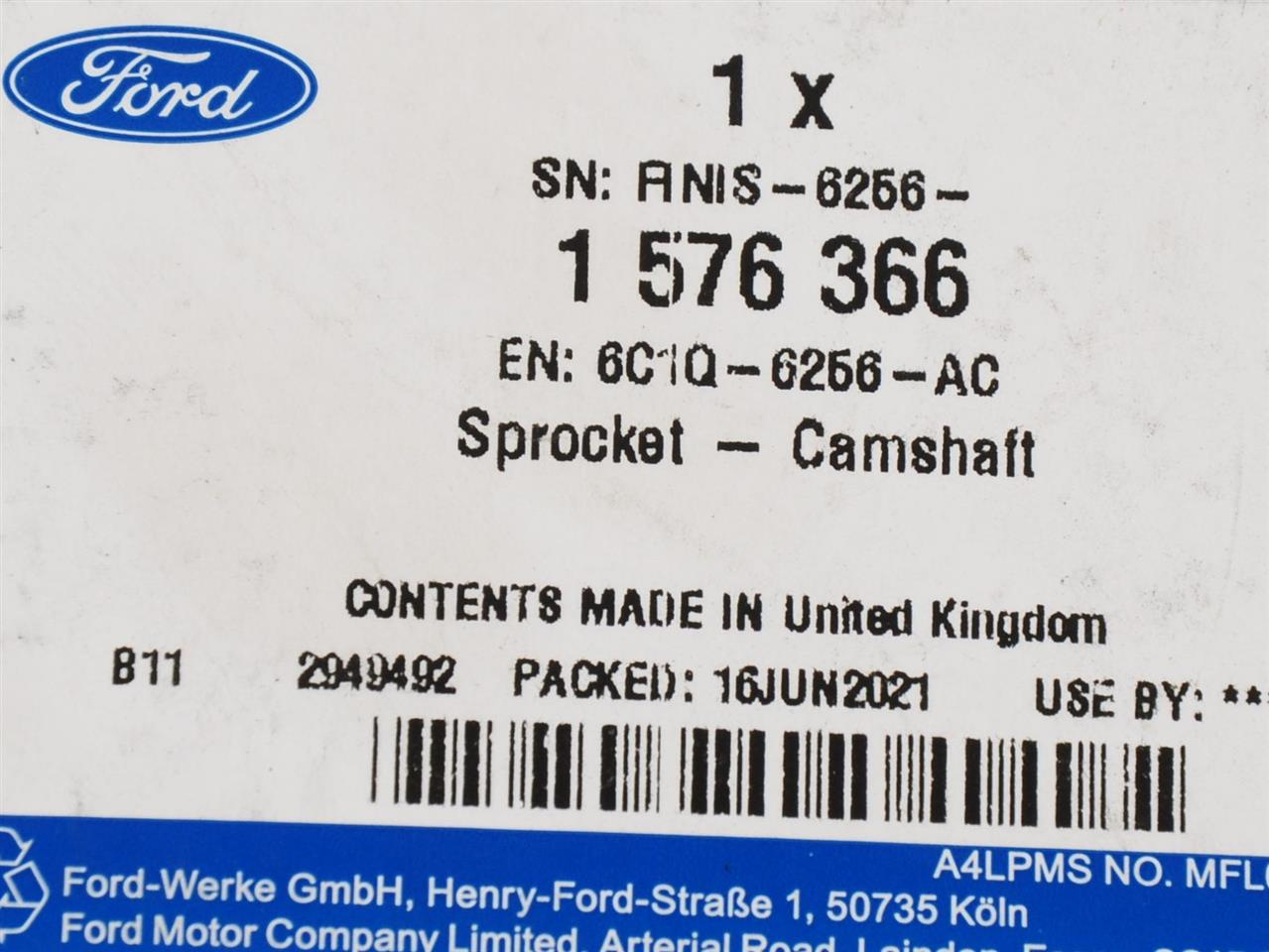 KOŁO ZĘBATE WAŁKA ROZRZĄDU 2.2 2.4 DURATORQ _ 1576366 _ 6C1Q-6256-AC ...