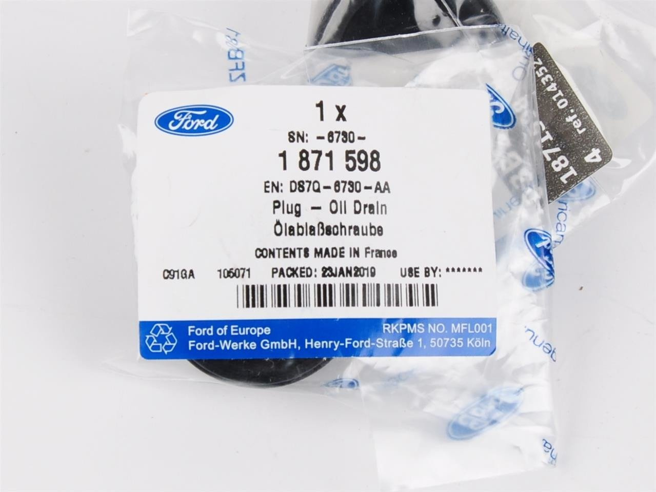 KOREK SPUSTU OLEJU FORD 2,0 DW10F EDGE FOCUS KUGA _ 1871598 _ DS7Q-6730 ...