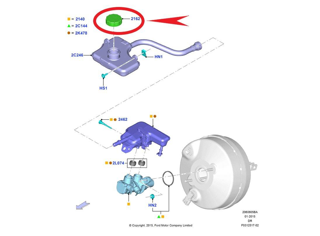 KOREK WLEWU PŁYNU HAMULCOWEGO FOCUS KUGA MONDEO _ 1831528 _ BV61-2162 ...