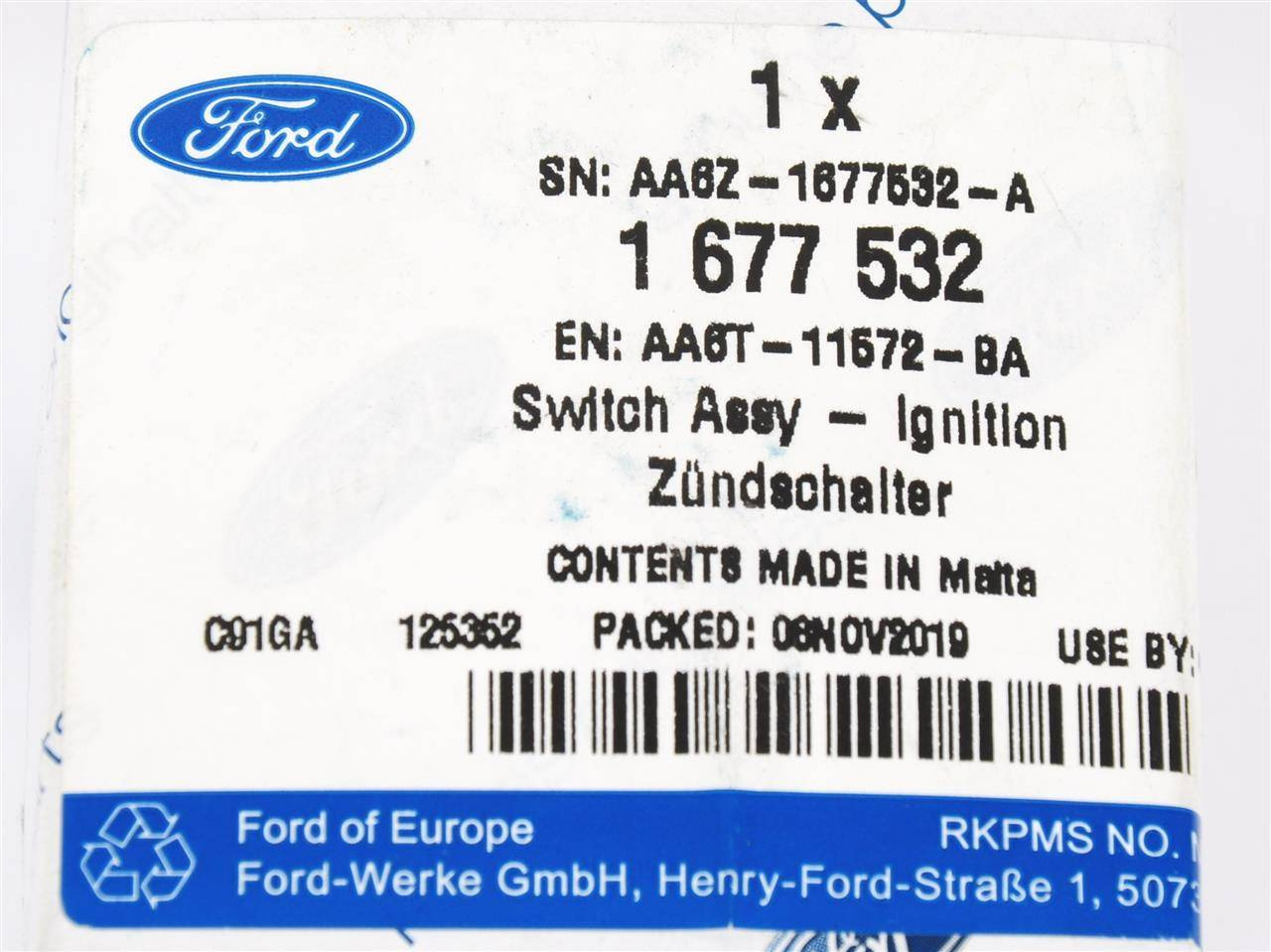KOSTKA STACYJKI FORD WIELE MODELI FORD OE _1677532 _ AA6T-11572-BA ...