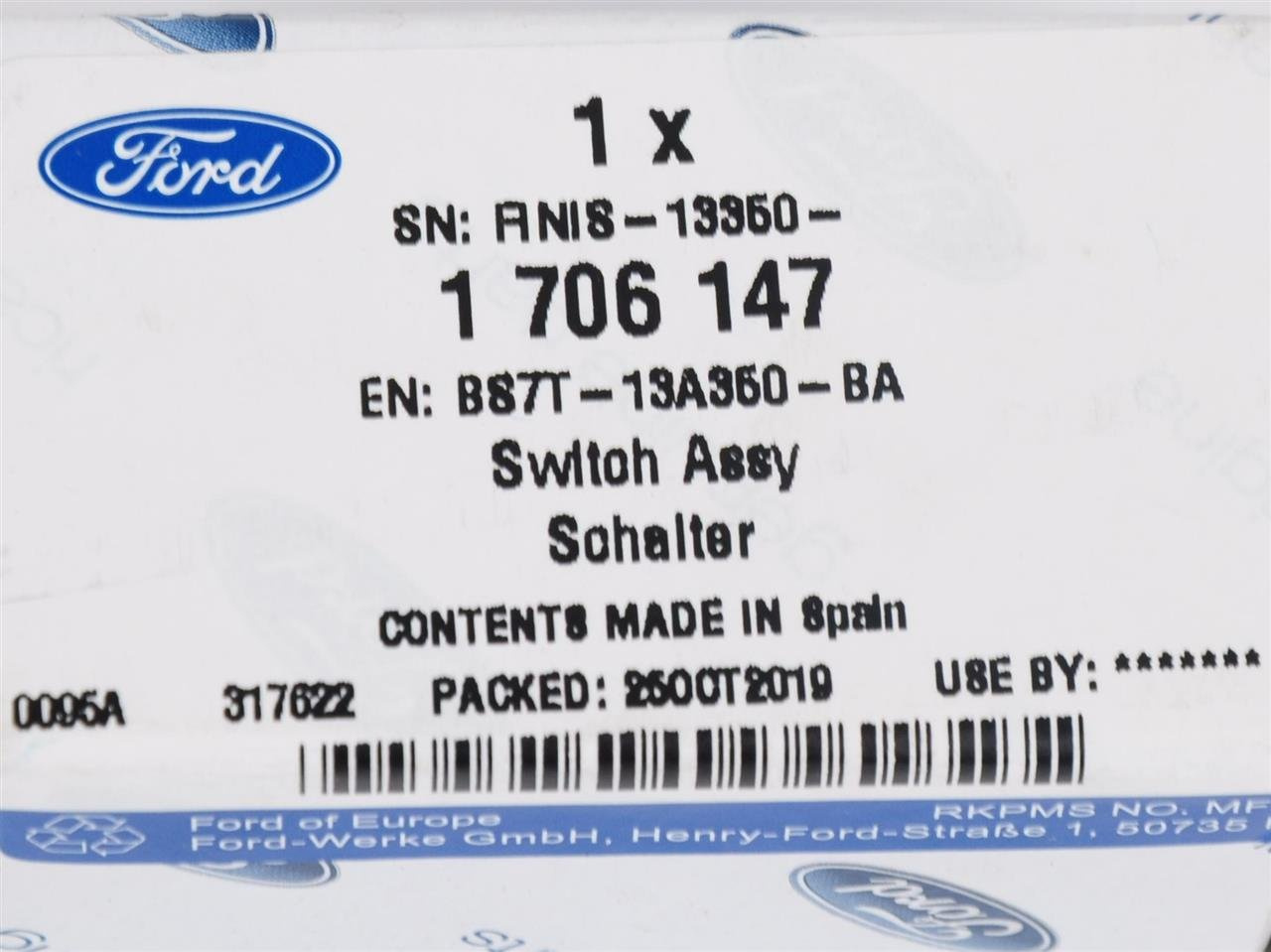 LAMPKA KONTROLNA PODUSZKI POWIETRZNEJ MONDEO MK4 _ 1706147 _ BS7T ...