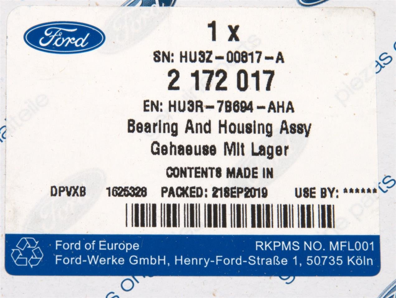 ŁOŻYSKO WAŁKA WYJŚCIOWEGO SKRZYNI FOCUS FIESTA _ 2172017 _ HU3R-7B694 ...