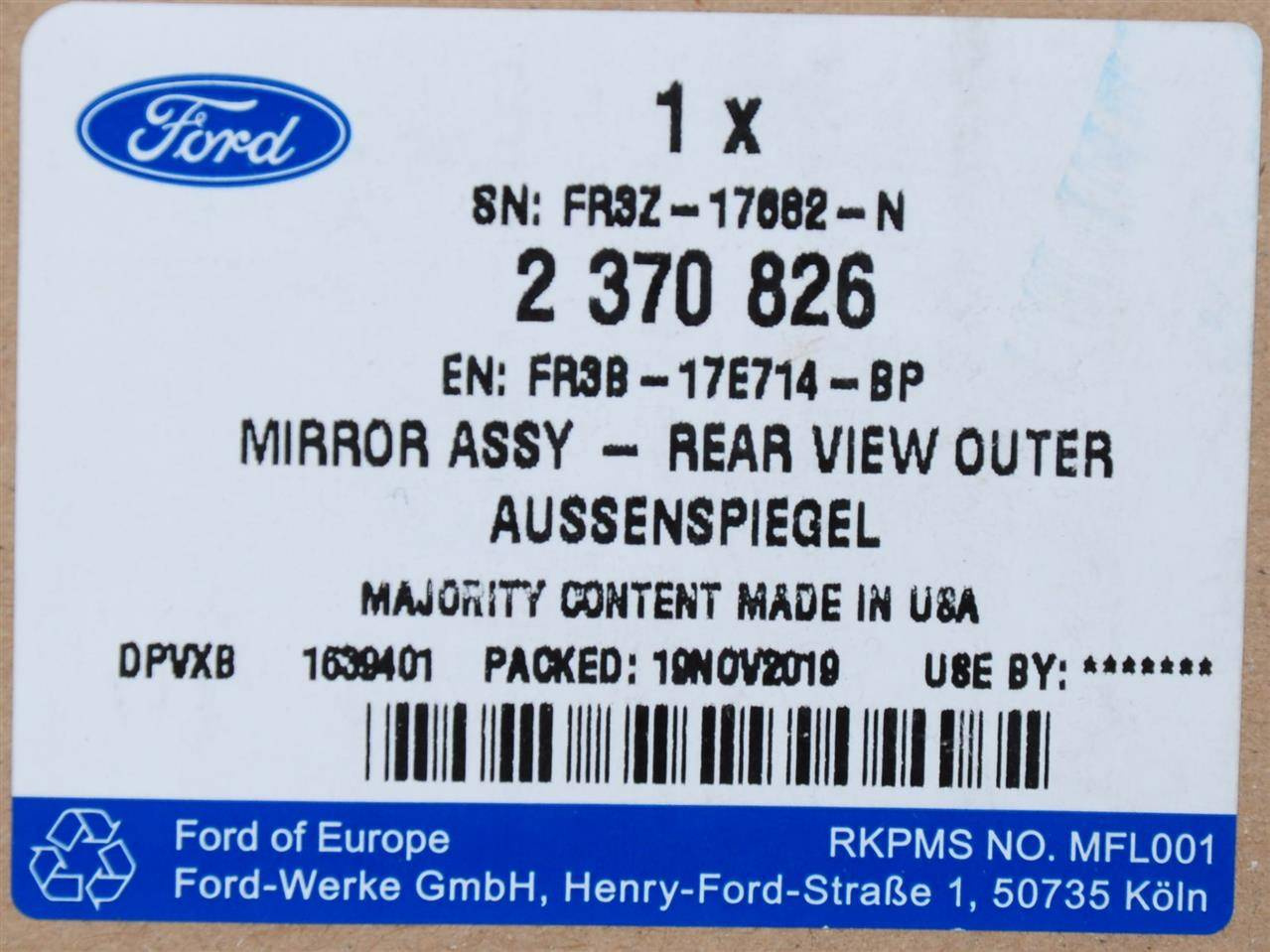 LUSTERKO ZEWNĘTRZNE PRAWE MUSTANG 15- 17- _ 2370826 _ FR3B-17E714-BP ...