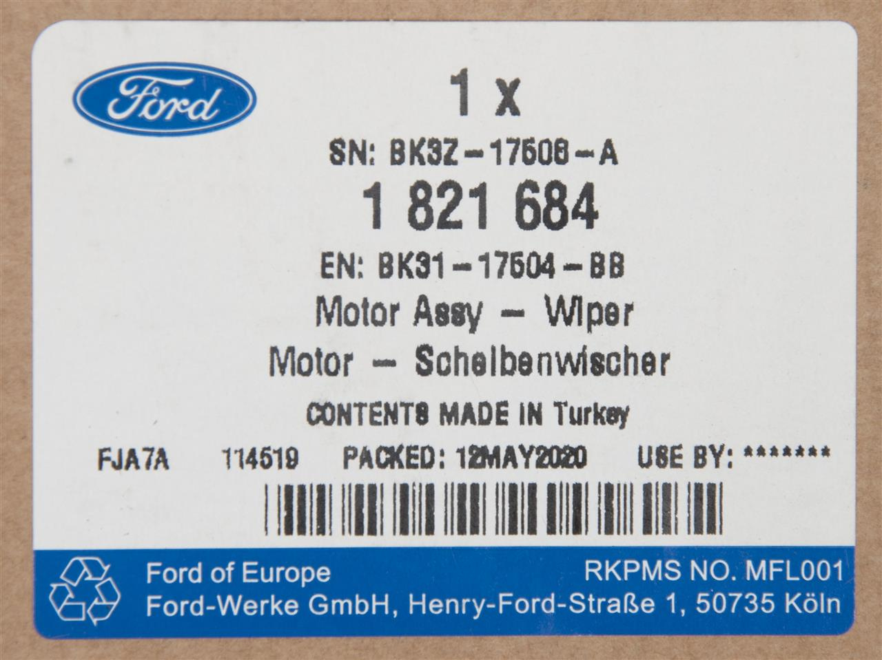 MECHANIZM WYCIERACZEK Z SILNIKIEM TRANSIT 14- _ 1821684 _ BK31-17504-BB ...