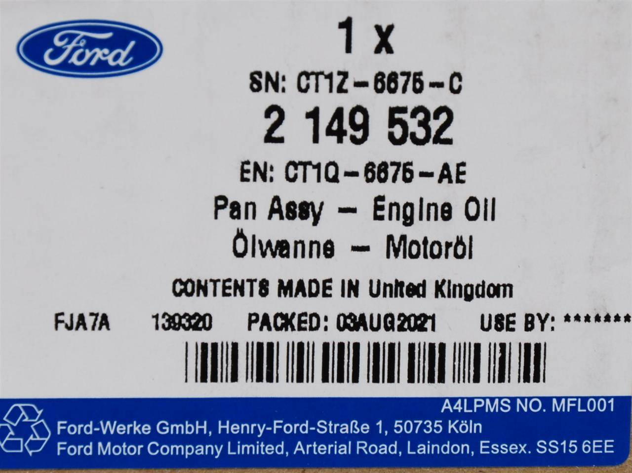 MISA OLEJOWA TRANSIT TOURNEO CONNECT 13- 18- _ 2149532 _ CT1Q-6675-AC ...