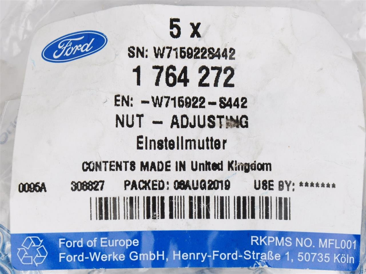 NAKRĘTKA M12X1.5MM ŁĄCZNIKA STABILIZATORA TRANSIT _ 1764272 _ W715922 ...