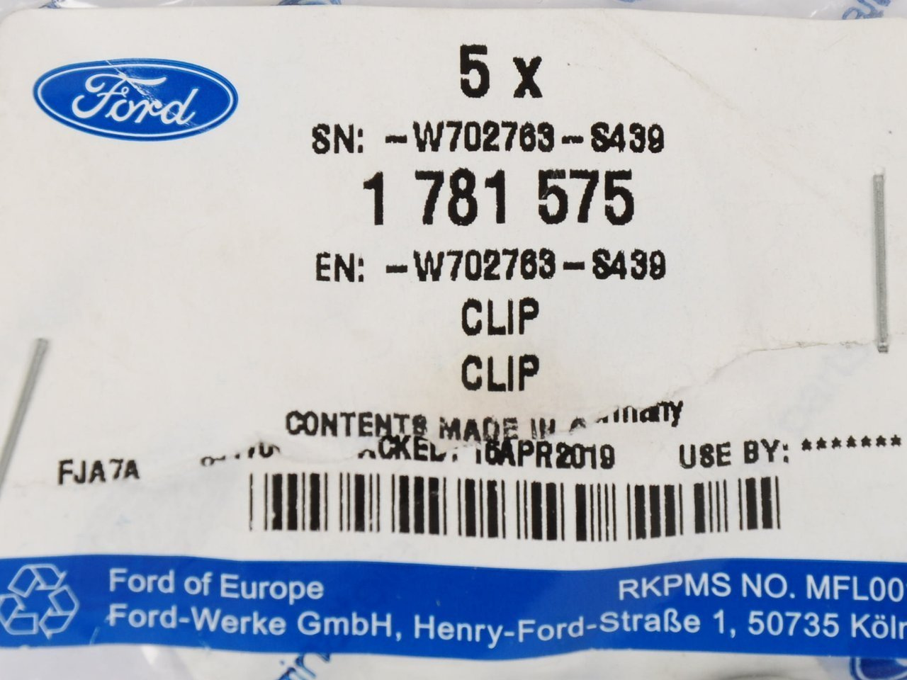 NAKRĘTKA ZACISKOWA ZDERZAKA PRZÓD FOCUS FIESTA _ 1781575 _ W702763-S439 ...