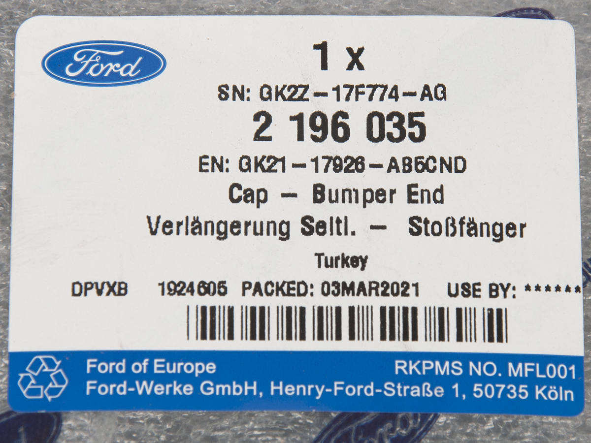 NAROŻNIK PRAWY ZDERZAKA TYLNEGO CUSTOM 12- 16- _ 2196035 _ GK21-17926 ...