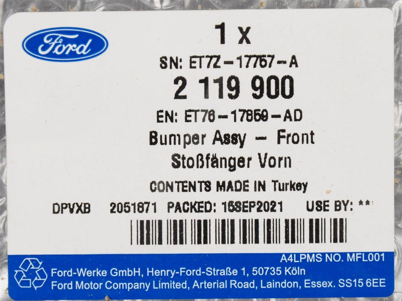 OSŁONA ZDERZAKA PRZÓD TRANSIT COURIER 14- _ 2119900 _ ET76-17859-AD ...