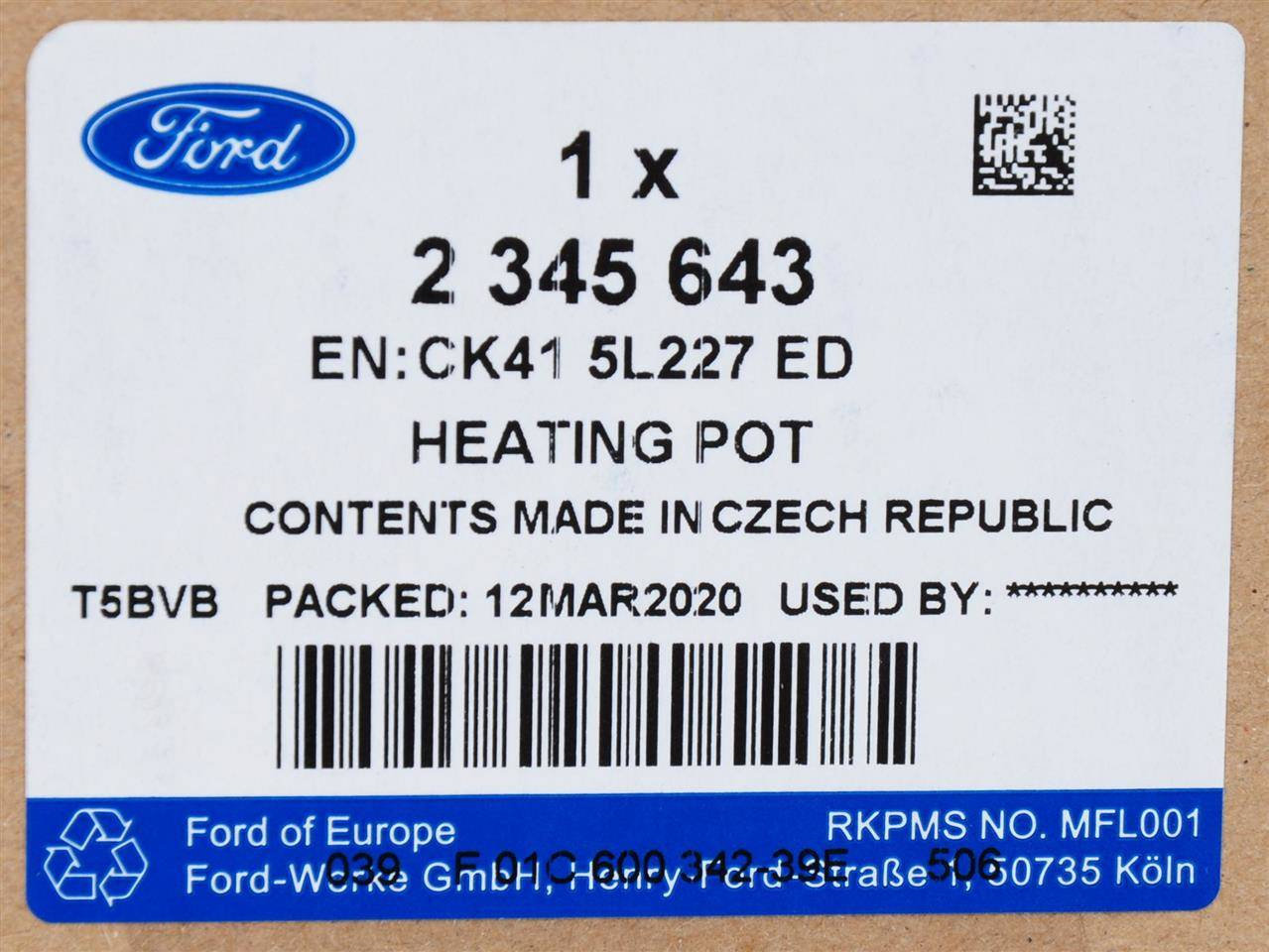 PODGRZEWACZ ADBLUE TRANSIT 2014- RANGER 2016- _ 2345643 _ CK41-5L227-ED ...