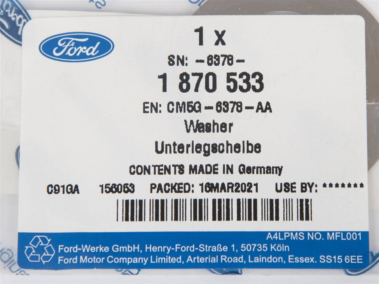 PODKŁADKA KOŁA PASOWEGO WAŁU KORBOWEGO 1.0 EB _ 1870533 _ CM5G-6378-AA ...