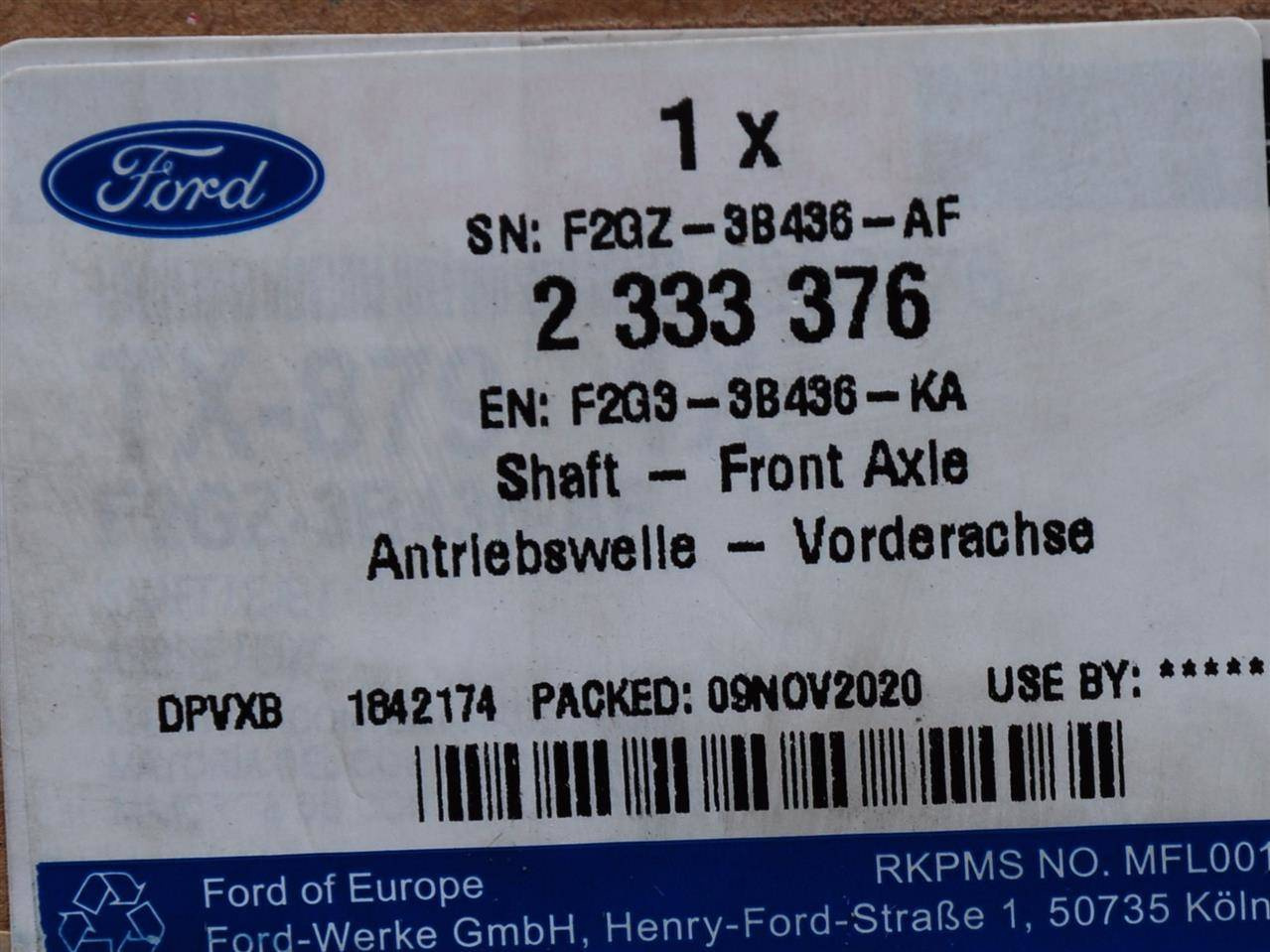 PÓŁOŚ PRAWA EDGE 2.0 EB 4WD _ 2333376 _ F2G3-3B436-KA _ F2GZ-3B436-AF ...