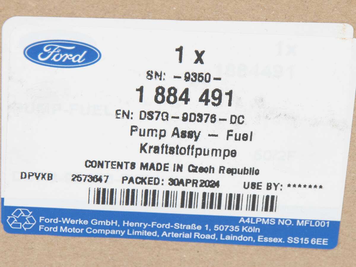 POMPA PALIWA C-MAX KUGA FOCUS MONDEO 1,5 EB _ 1884491 _ DS7G-9D376-DC ...
