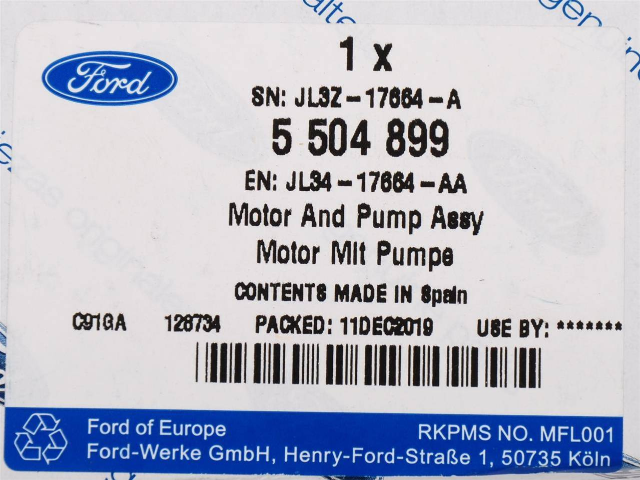 POMPKA SPRYSKIWACZA SZYBY PRZÓD MONDEO RANGER _ 5504899 _ JL34-17664-AA ...