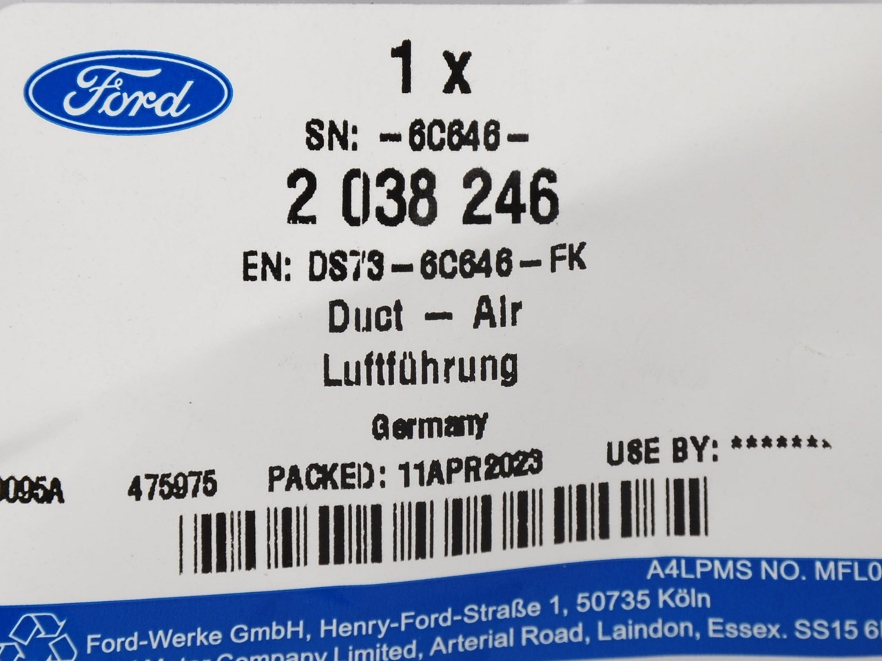 PRZEWÓD CHŁODNICY POWIETRZA MONDEO 14- S-MAX/GALAXY 15- _ 2038246 ...