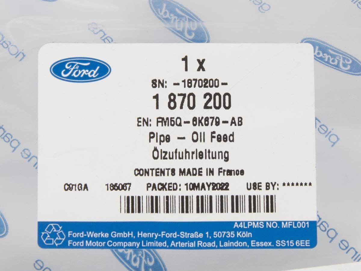 PRZEWÓD OLEJOWY TURBO 1,5 1,6 SOHC DIESEL FORD _ 1870200 _ FM5Q-6K679 ...